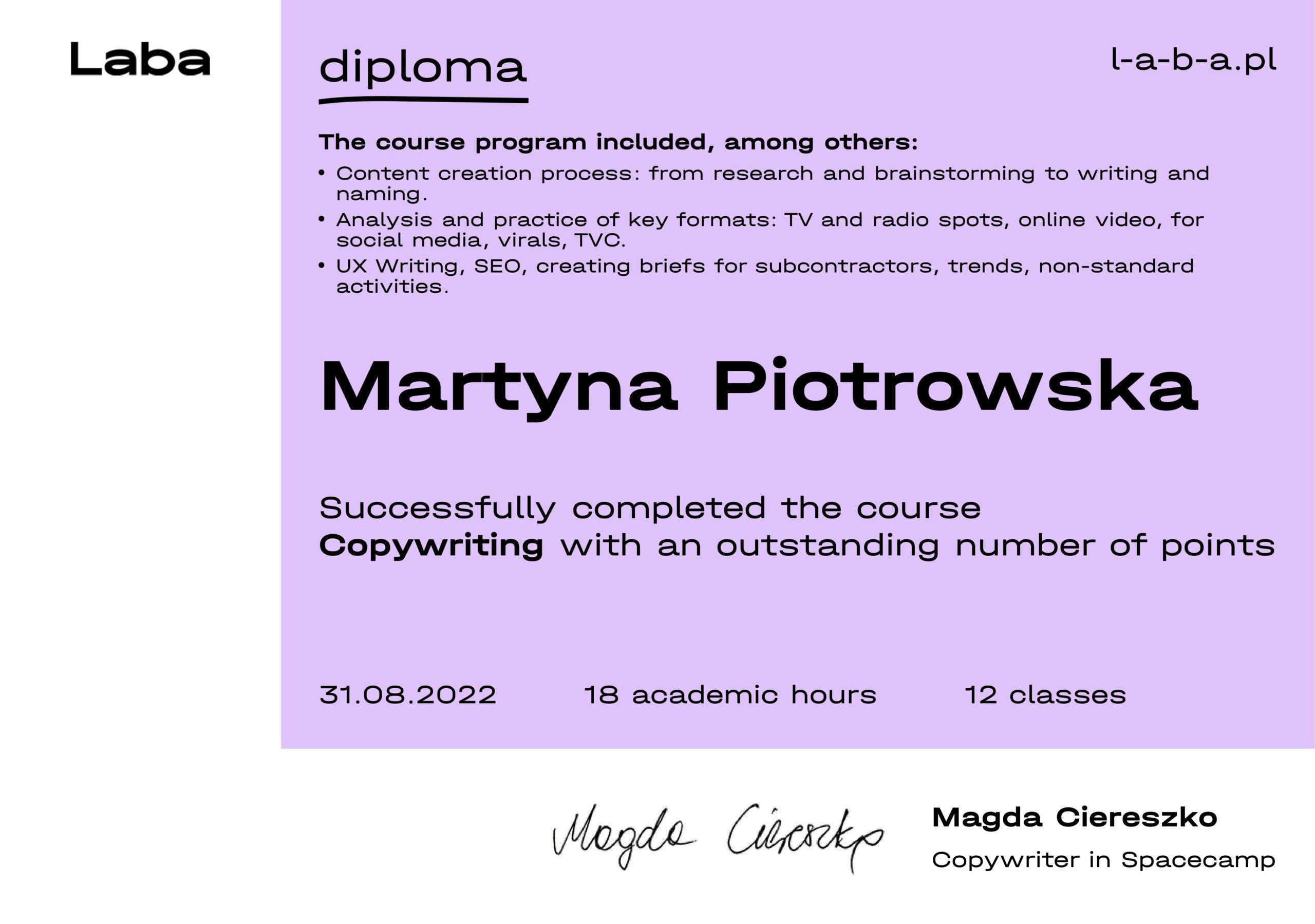 Copywriter medyczny | copywriting medyczny - Martyna Piotrowska
